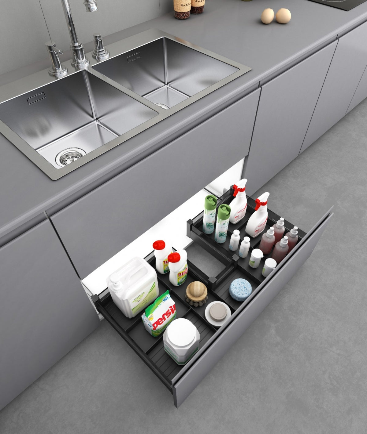 FD9051 Aluminium U Shape Storage Drawer – Pio Style